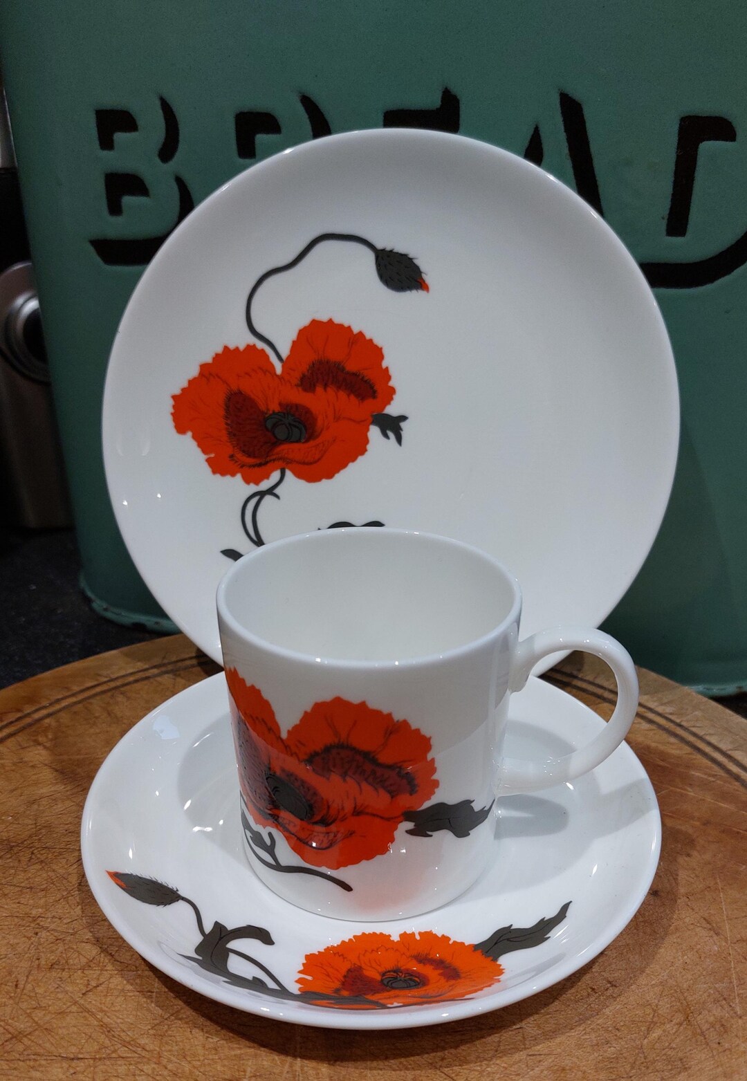 Vintage Susie Cooper Fine Bone China Wedgwood Trio Corn Poppy. Vintage ...