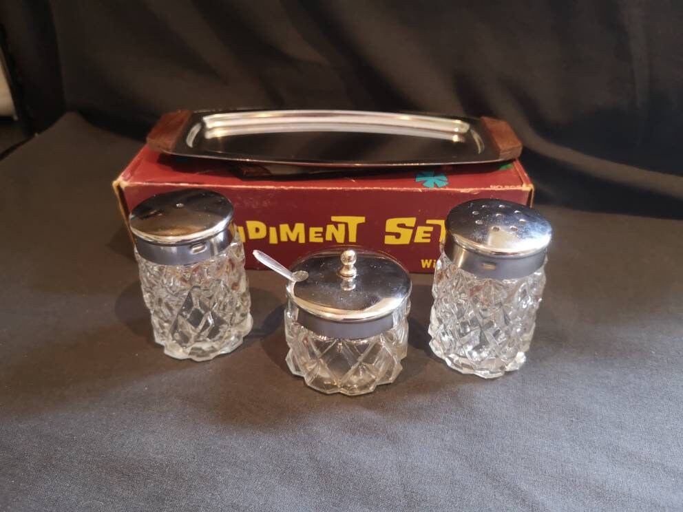 Vintage 1970s Condiment Set in Retro Style Original Box. Salt and ...