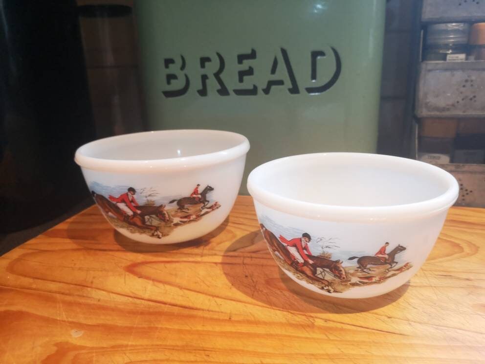 Vintage Set of 2 Jaj Pyrex Tally Ho Design Pudding Bowls, Mixing Bowls ...
