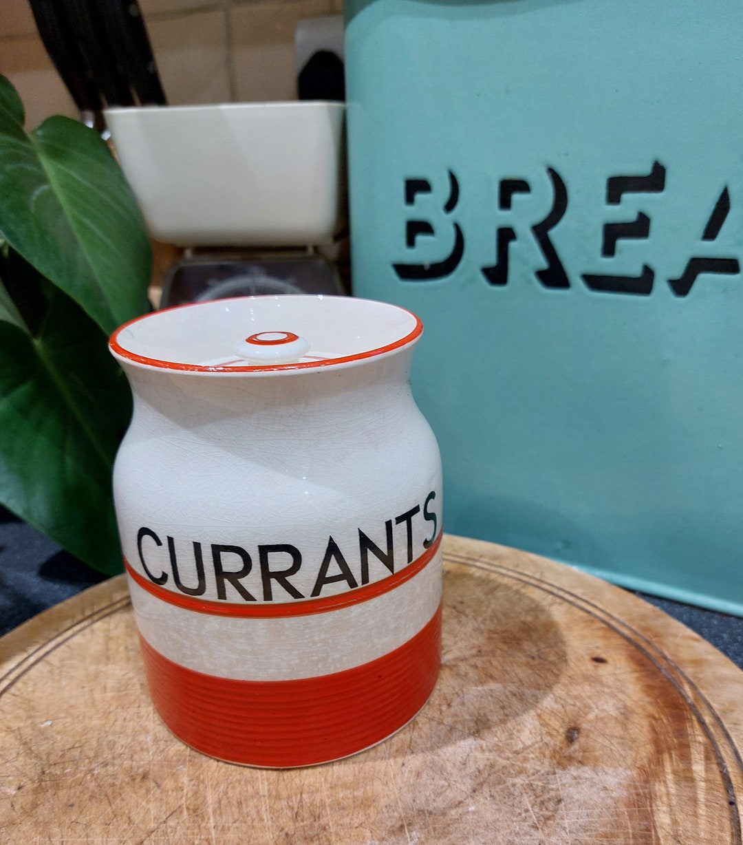 Art Deco Kitchen Storage, Vintage Sadler Kleen Ware Currant Red and ...