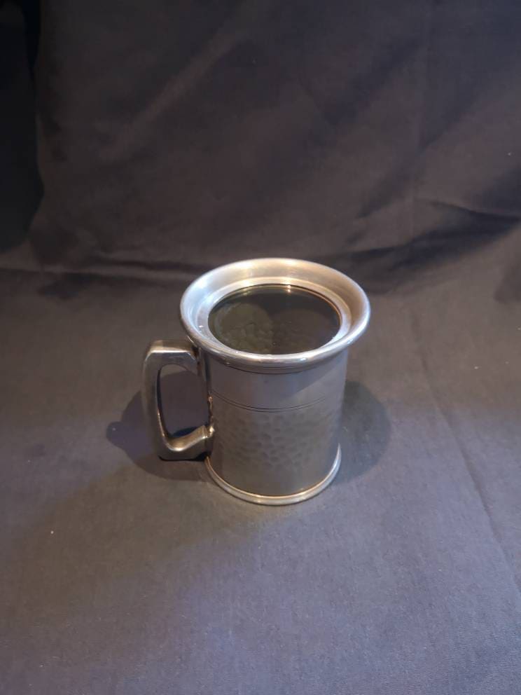 Vintage Hand Hammered Glass Bottomed Pewter Tankard. English Pewter ...