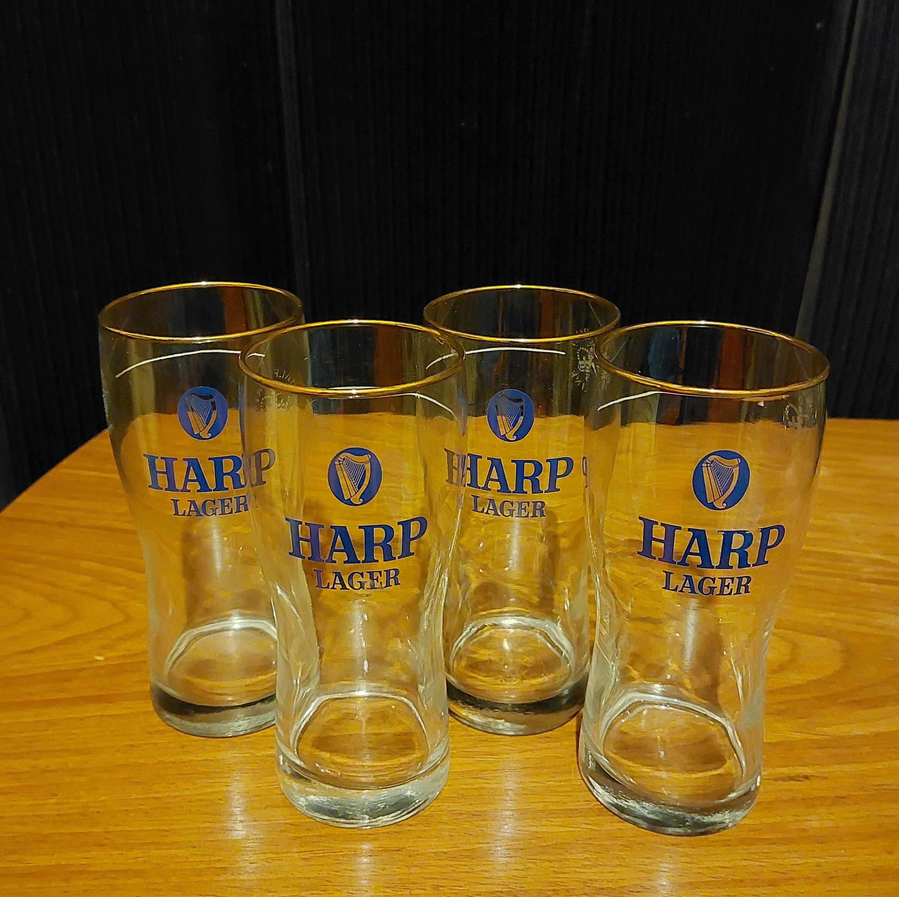 Set of 4 Retro 1970's Harp Lager Half Pint Measured Pub Glasses ...