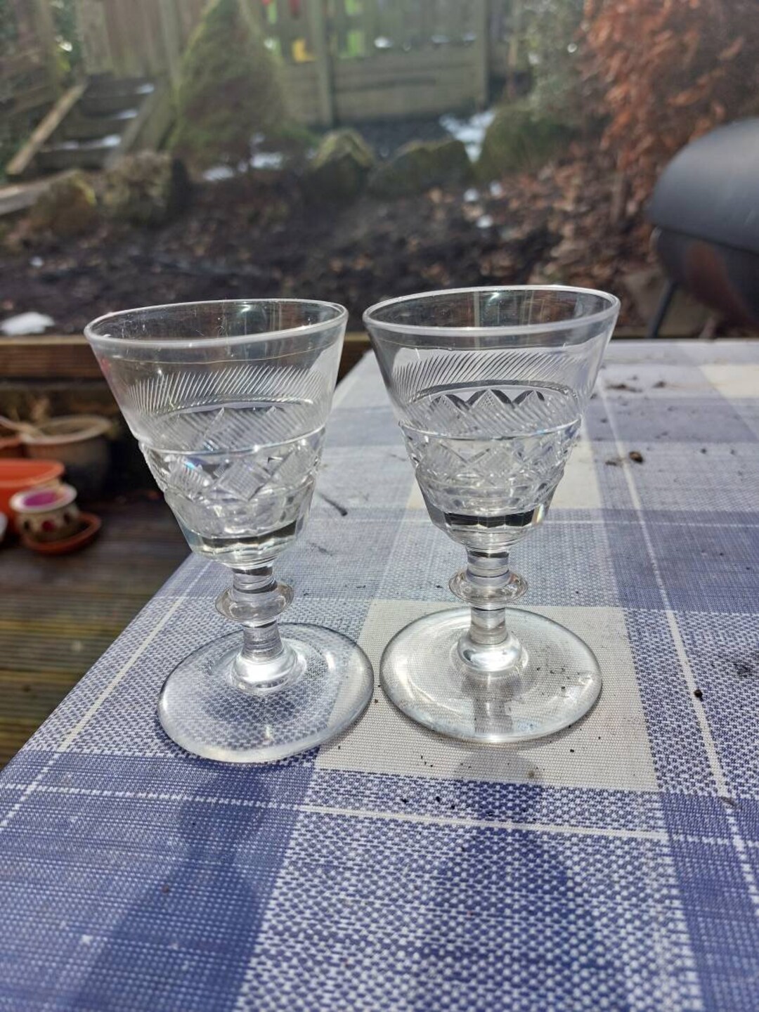 Early Victorian Pair of Anglo Irish Sherry / Port Glasses. Antique ...