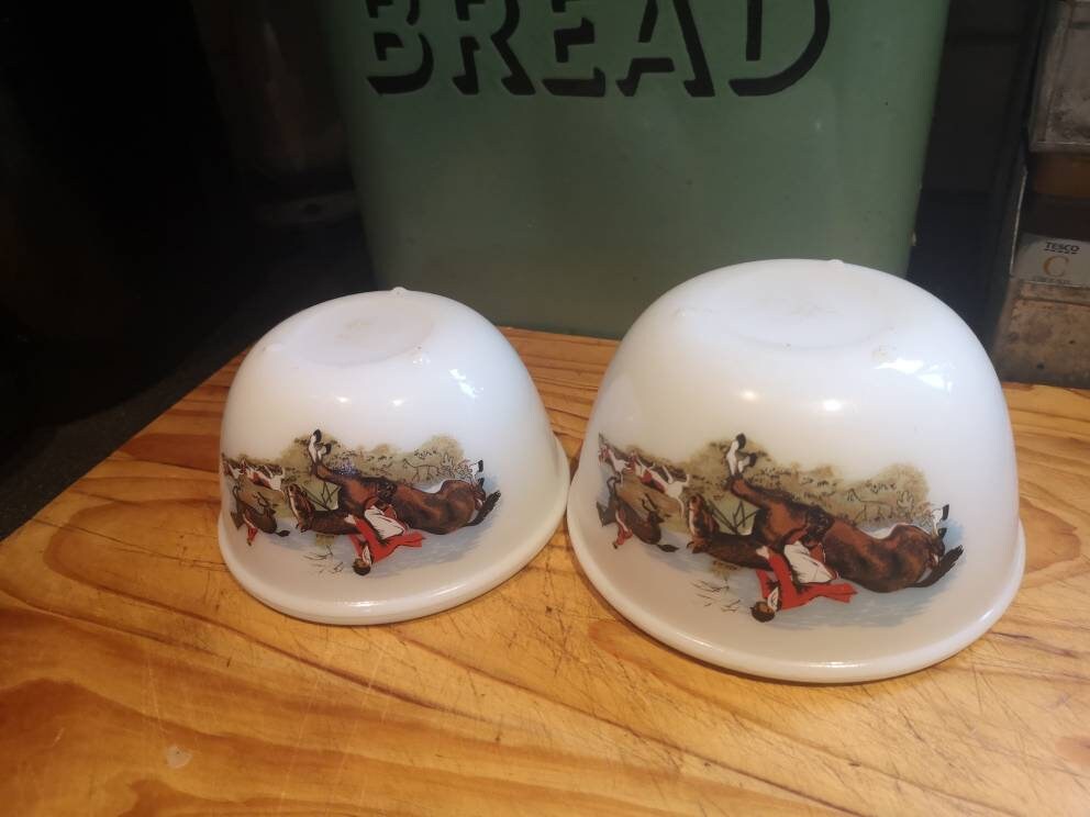 Vintage Set of 2 Jaj Pyrex Tally Ho Design Pudding Bowls, Mixing Bowls ...