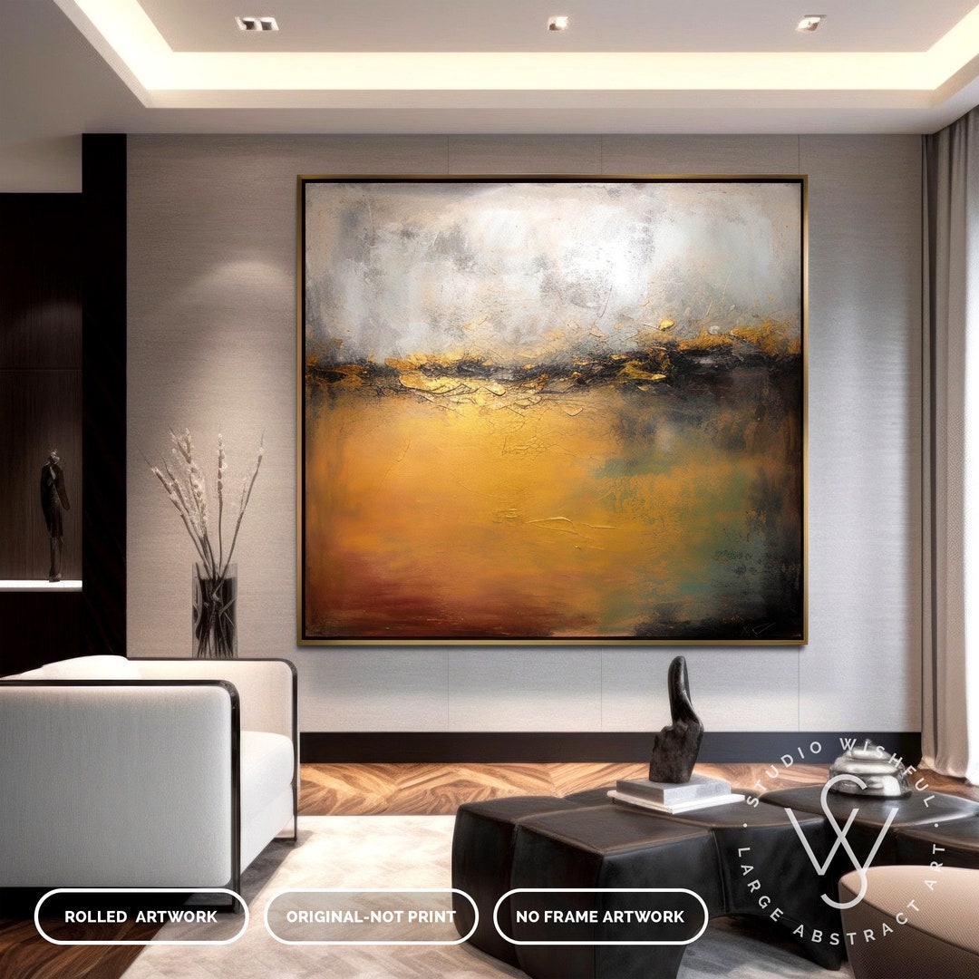 Gold Landscape Abstract Art on Canvas Heavy Unique Golden - Etsy