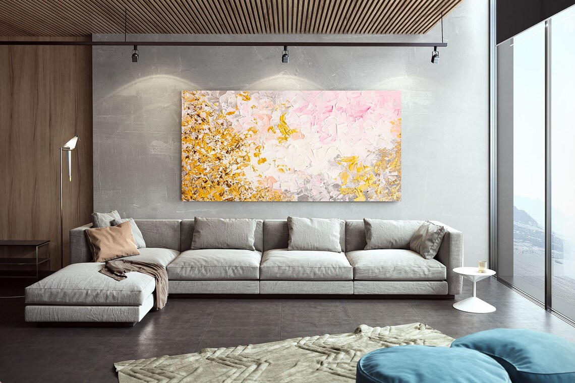 Large Abstract Painting Office Wall Art palette Knife - Etsy UK
