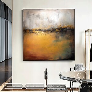 Gold Landscape Abstract Art on Canvas Heavy Unique Golden - Etsy
