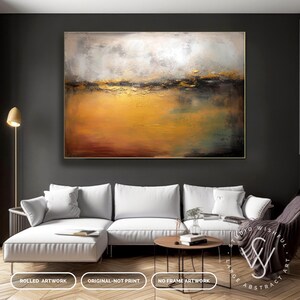 Gold Landscape Abstract Art on Canvas Heavy Unique Golden - Etsy