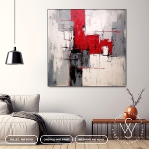 Oversized Red & Grey Canvas Wall Art, Knife Artwork for Master Bedroom ...