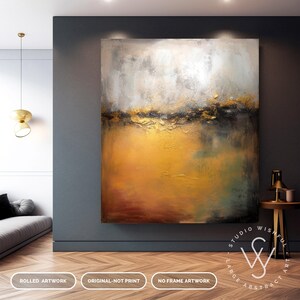 Gold Landscape Abstract Art on Canvas Heavy Unique Golden - Etsy