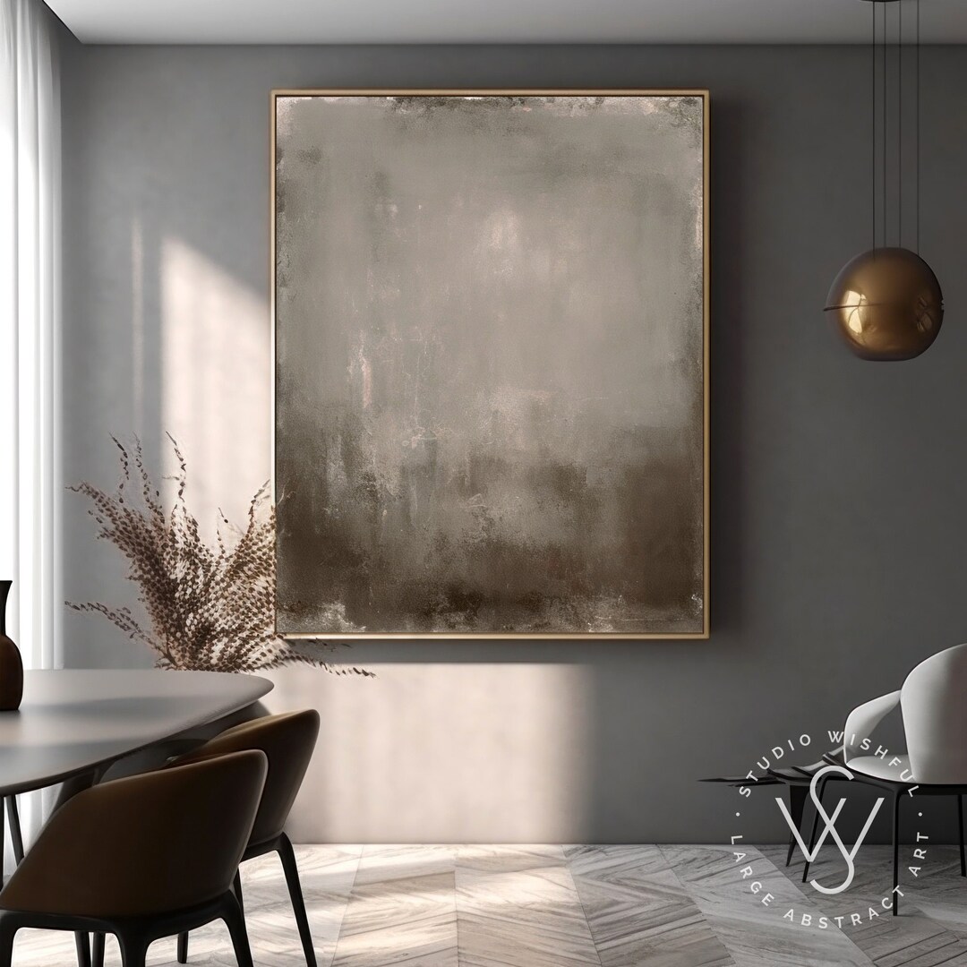 Large Minimalist Grey & Brown Texture Painting for Fancy Room, Original ...