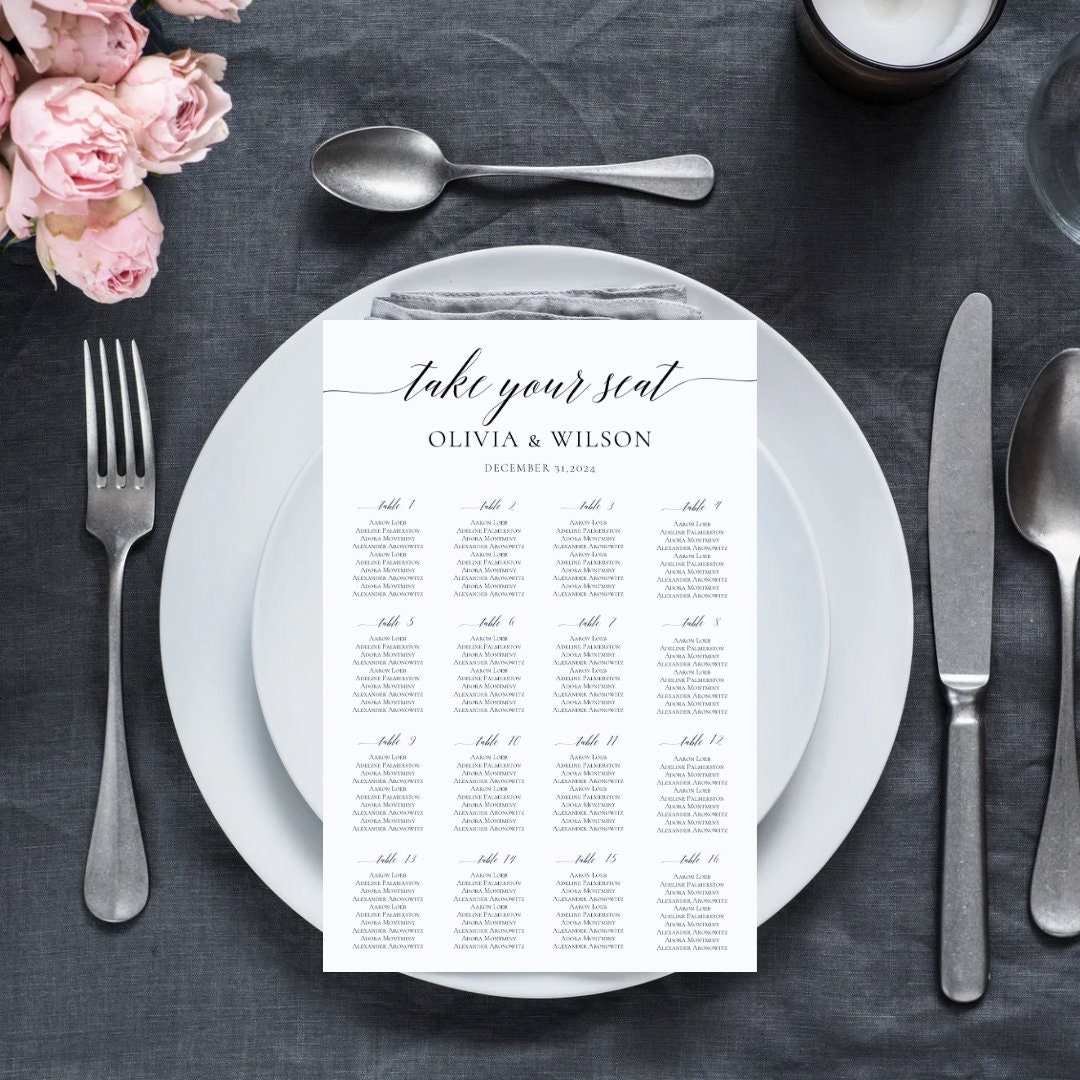 Wedding Seating Chart, Table Seating Arrangements, Wedding Planning ...
