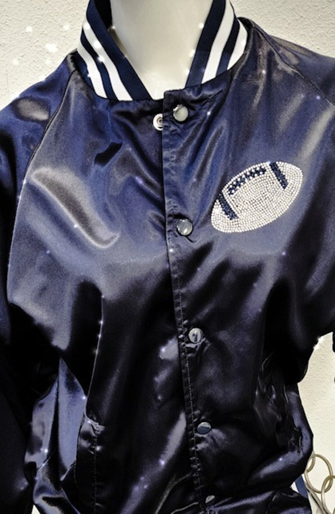 Bling Custom Satin Sports Bomber Jacket Rhinestone Ladies Team ...