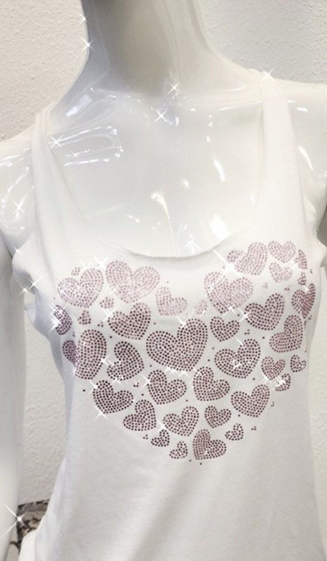 Bling Pretty Pink Heart Tank, Sparkle Love Gift, Shiny Hearts, Love ...