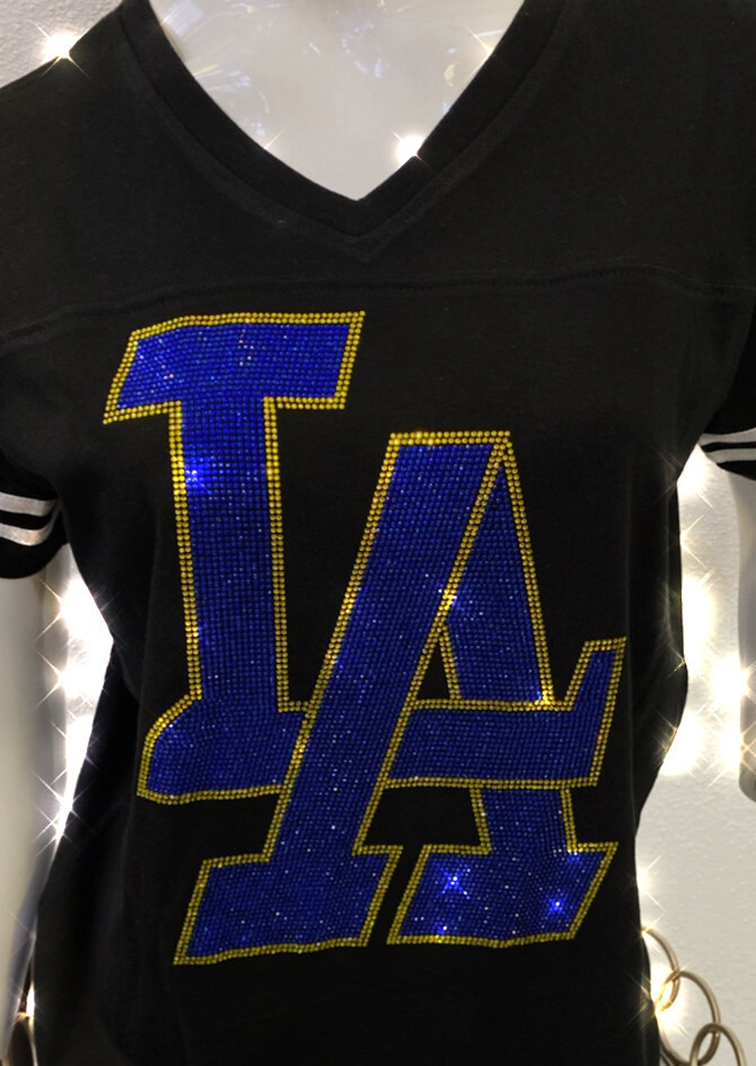 Bling LA Ladies Football Shirt Football Bling Shirt LA Rhinestone Women ...