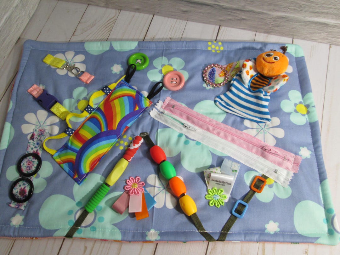 Sensory Fidget Lap Mat – 18x12 Inches – Zippers, Beads, Sliders ...