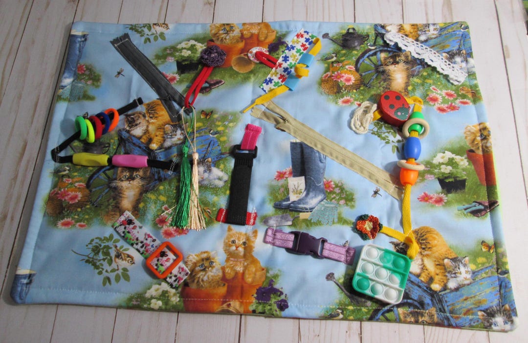 Fidget Activity Blanket, Fiddle Mat for Alzheimer's, Dementia, Restless ...