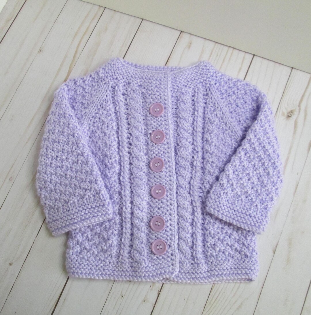 Infant Jacket, Ages 3 to 6 Months, Handknit in Lilac, Long Sleeves ...