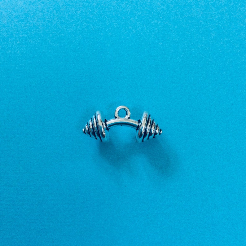 1 Silver Barbell Charm / Dumbbell / Weight / Gym / Bodybuilding ...