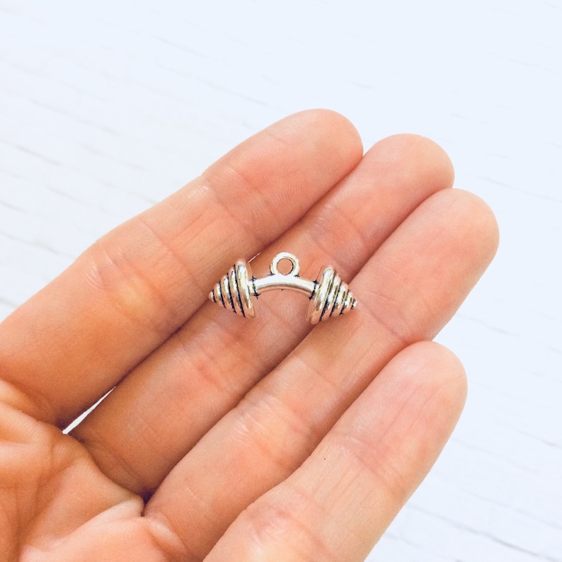 1 Silver Barbell Charm / Dumbbell / Weight / Gym / Bodybuilding ...