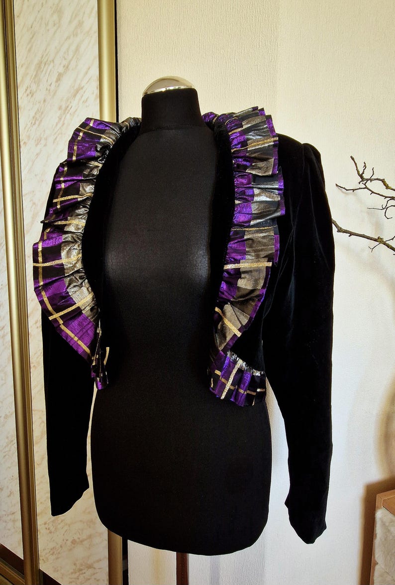 80s/90s Vintage Bolero in Purple & Black Velvet - Etsy