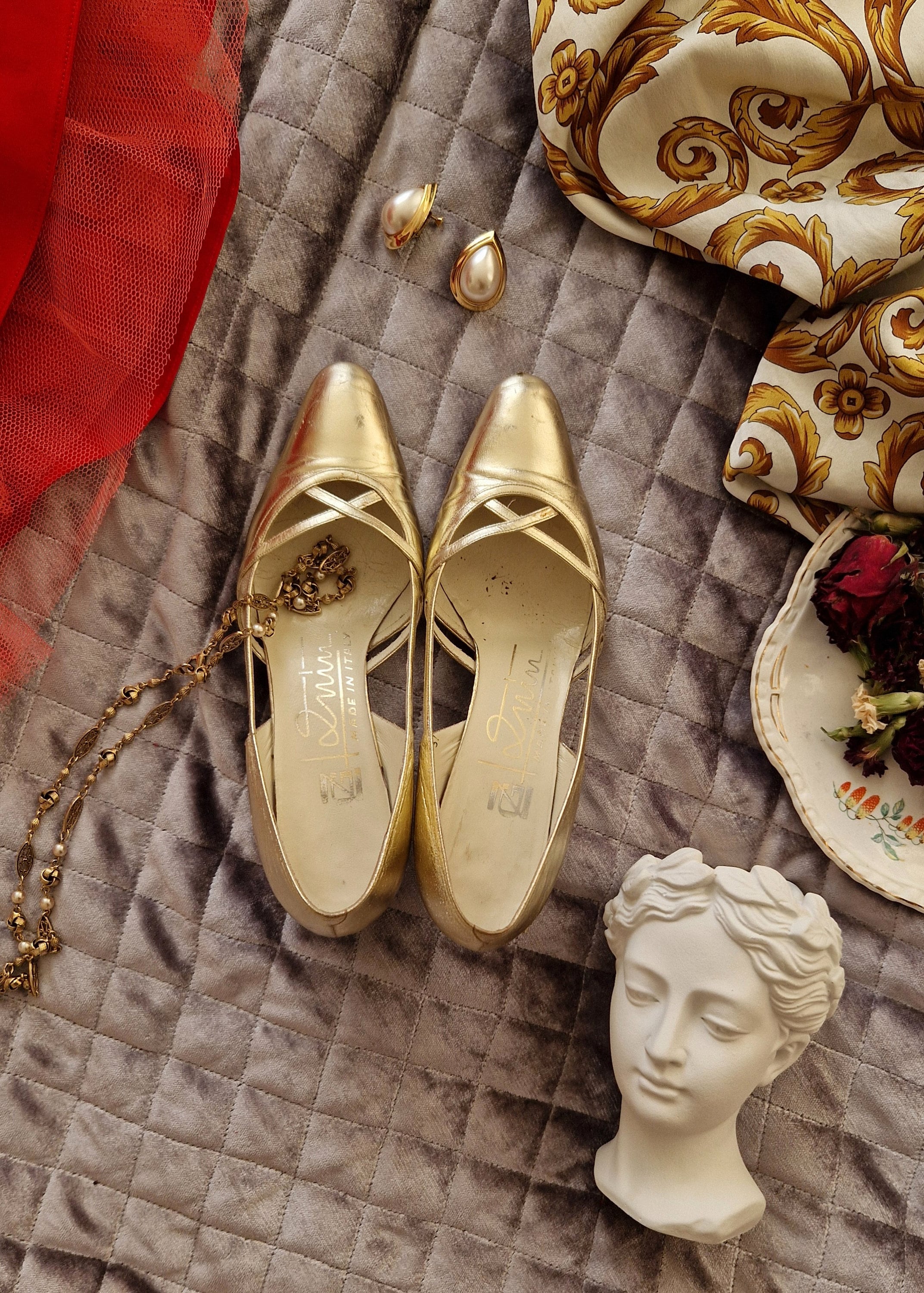 80s Vintage G Zuin Italian Gold Kitten Heel Leather Shoes - Etsy