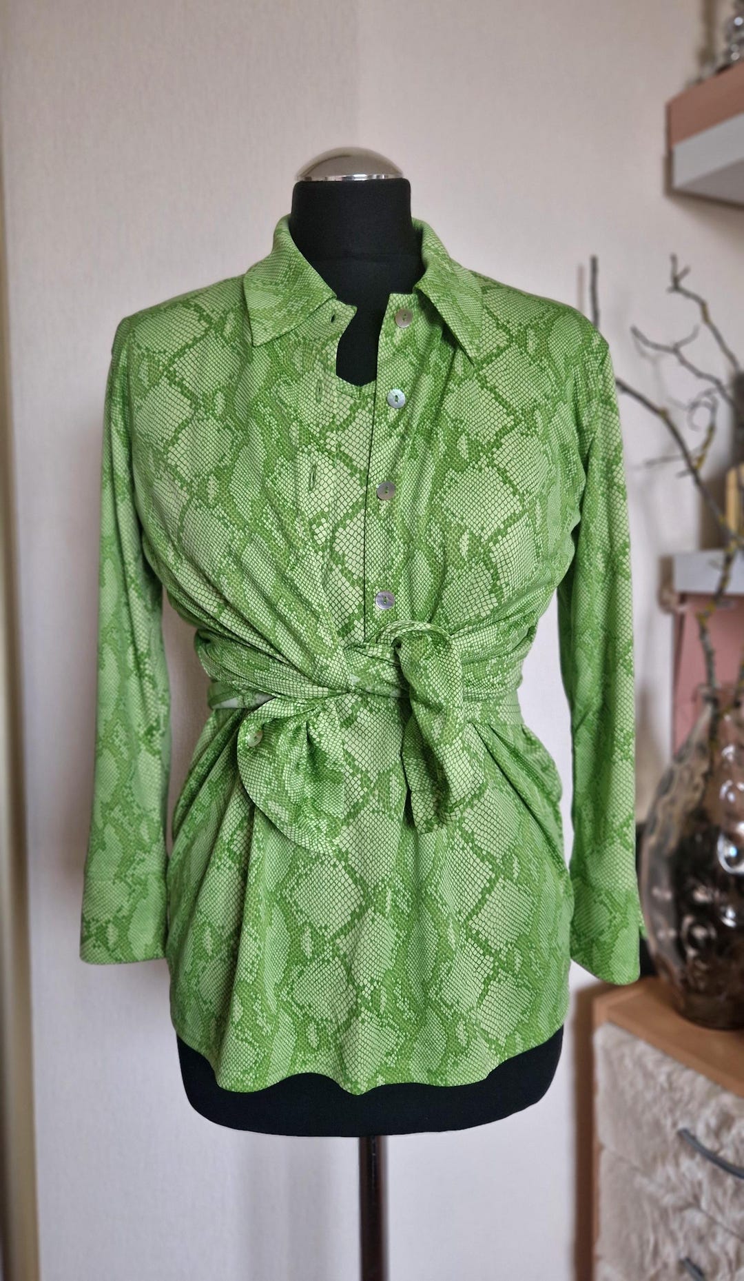 00s Vintage Green Snake Print Set of Shirt and Tshirt - Etsy