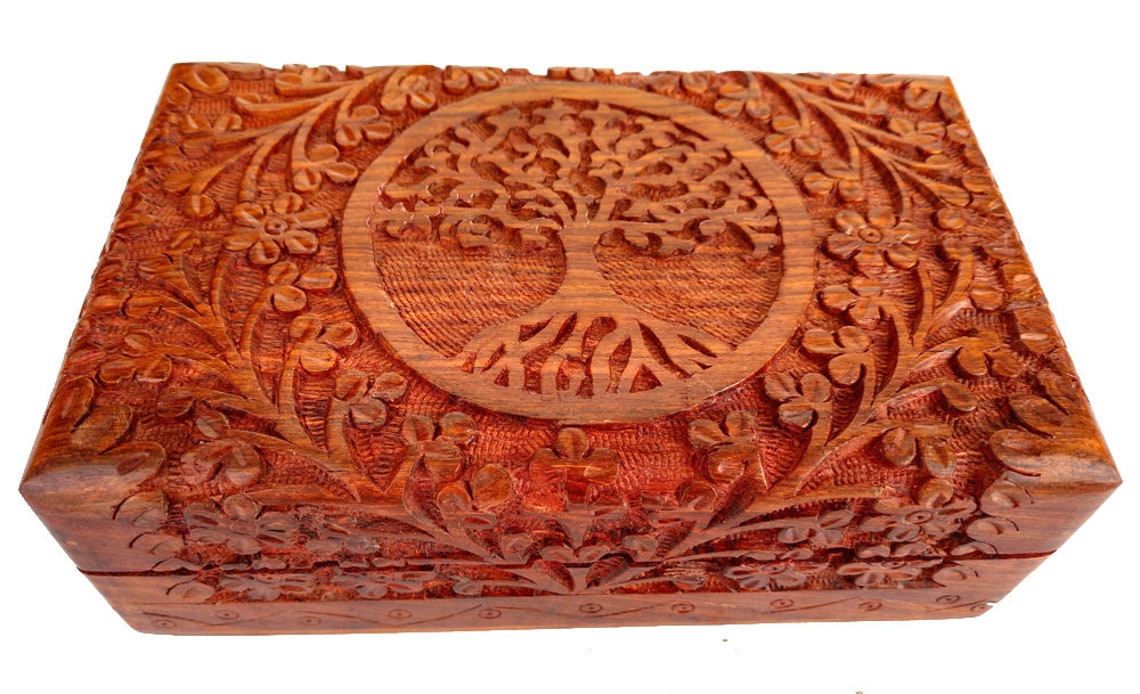 Fine Wooden Carving Box Tree of Life for Jewelry Handmade - Etsy UK
