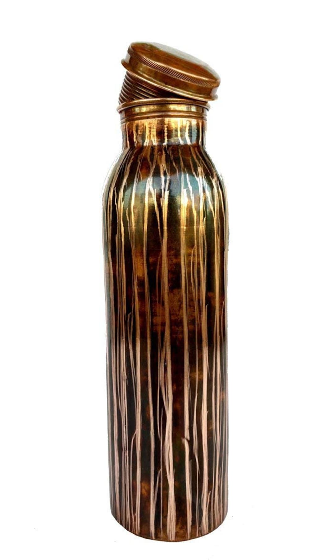 Pure Copper Water Bottle With Matrix Line Design Drinkware - Etsy