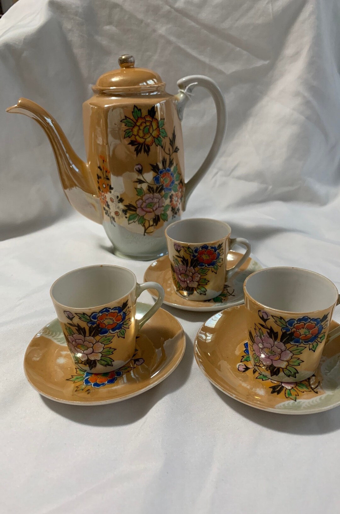 Lusterware Floral Chocolate Coffee Tea 6 Piece Set Made in Japan - Etsy