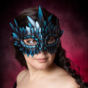 Blue Bird Mask, Layered Masquerade Masks Women, Blue Dragon Costume ...