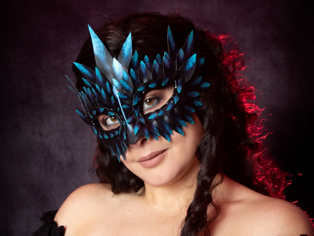 Blue Bird Mask, Layered Masquerade Masks Women, Blue Dragon Costume ...