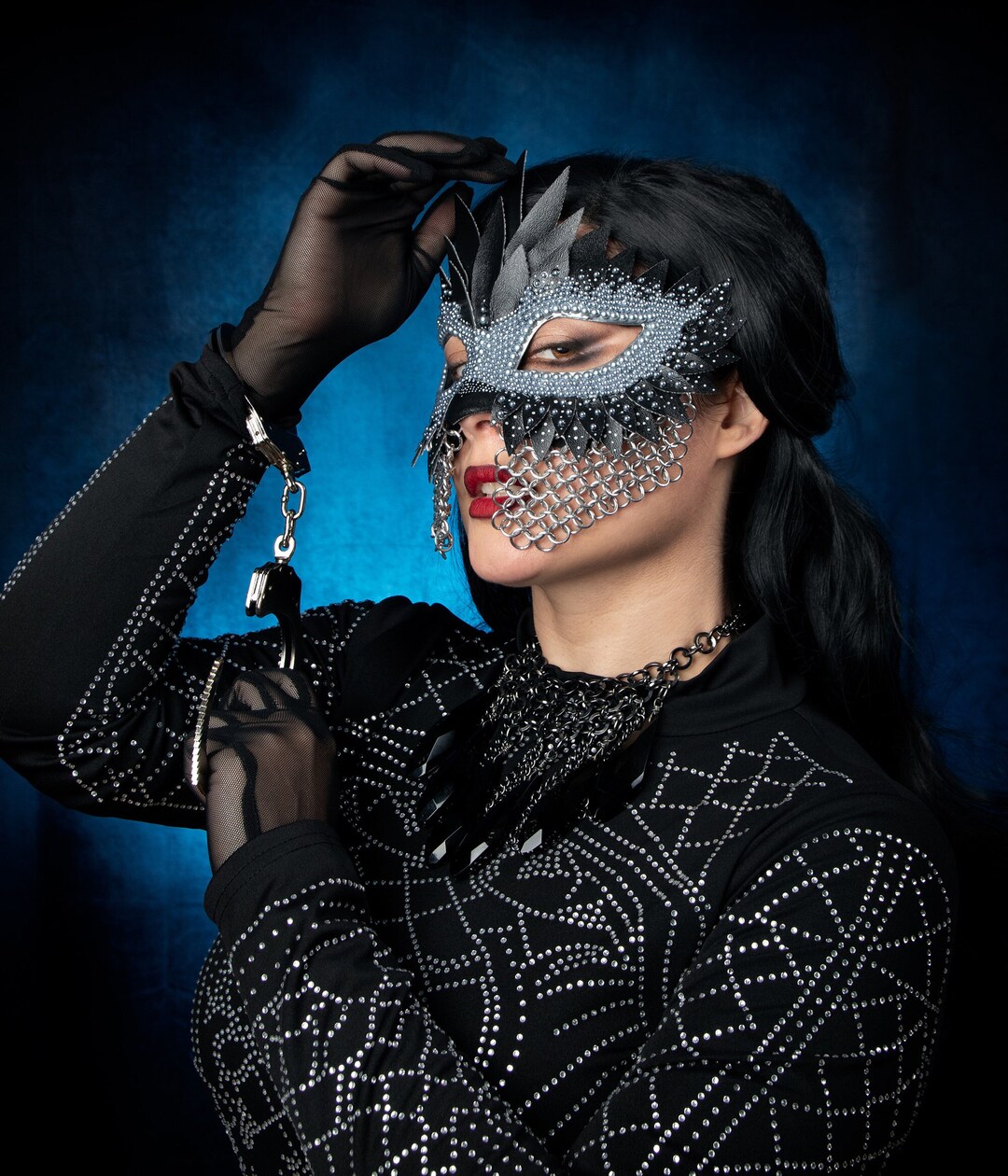 Silver Chain Mail Black Mask, Masquerade Masks Women, Bird Mask, Mardi ...