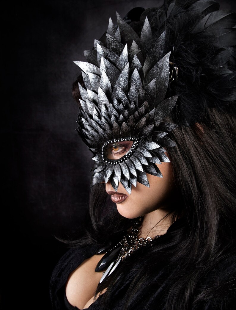 Black & Silver Tip Asymmetrical Mask Masquerade Masks Women | Etsy