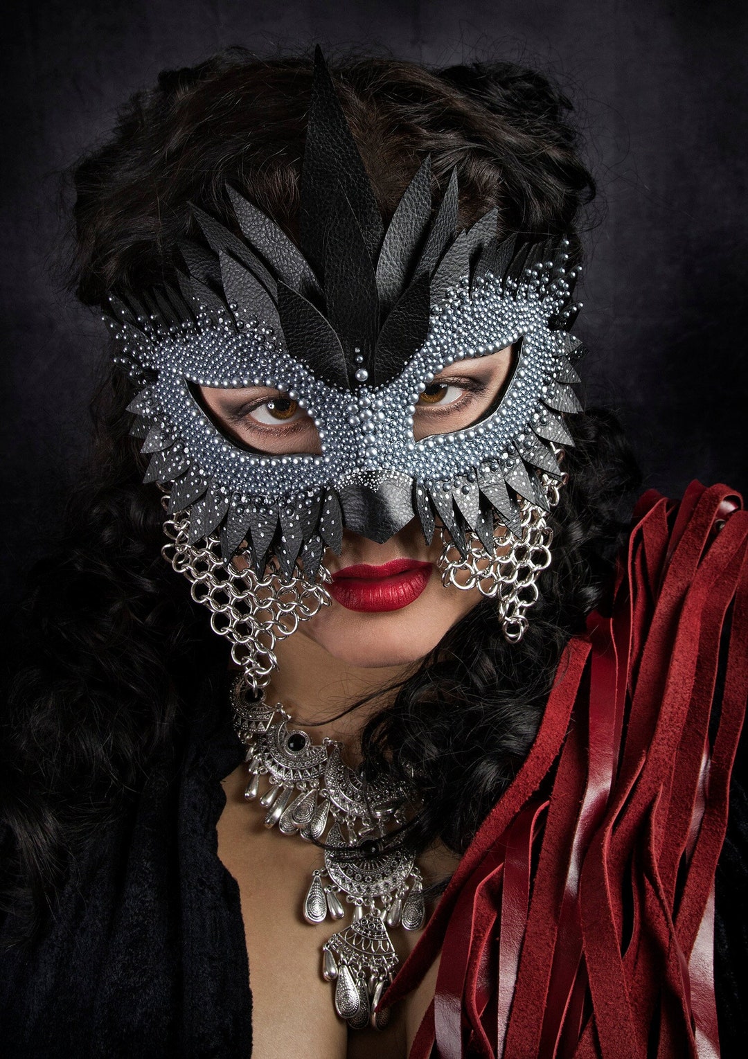 Silver Chain Mail Black Mask, Masquerade Masks Women, Bird Mask, Mardi ...