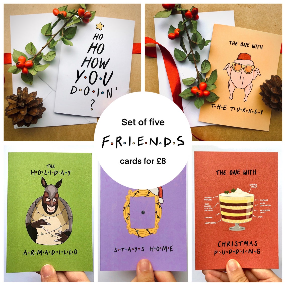 Friends TV Show Christmas Cards SET A6 | Etsy