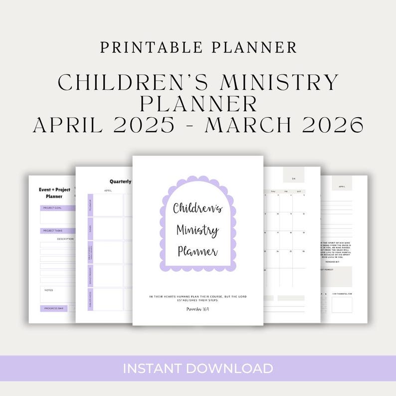 Children's Ministry Planner 2025-2026: 38-page Printable (immediate ...