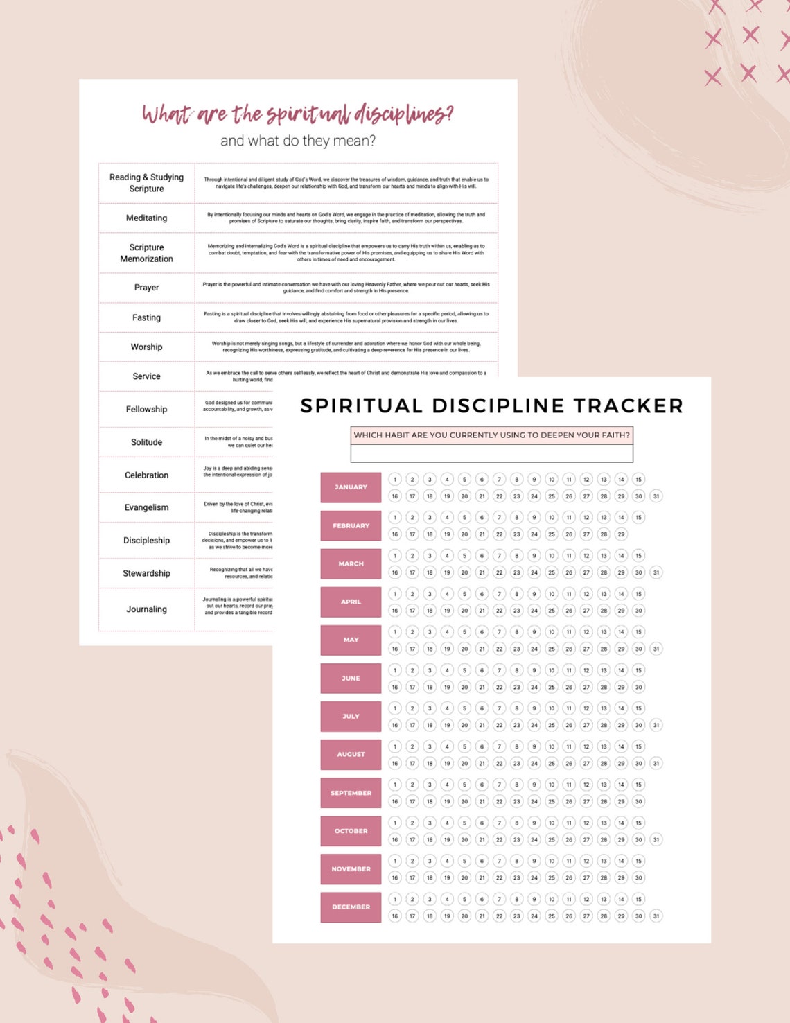 Spiritual Disciplines Tracker | Definitions and Yearly Habit Tracker ...