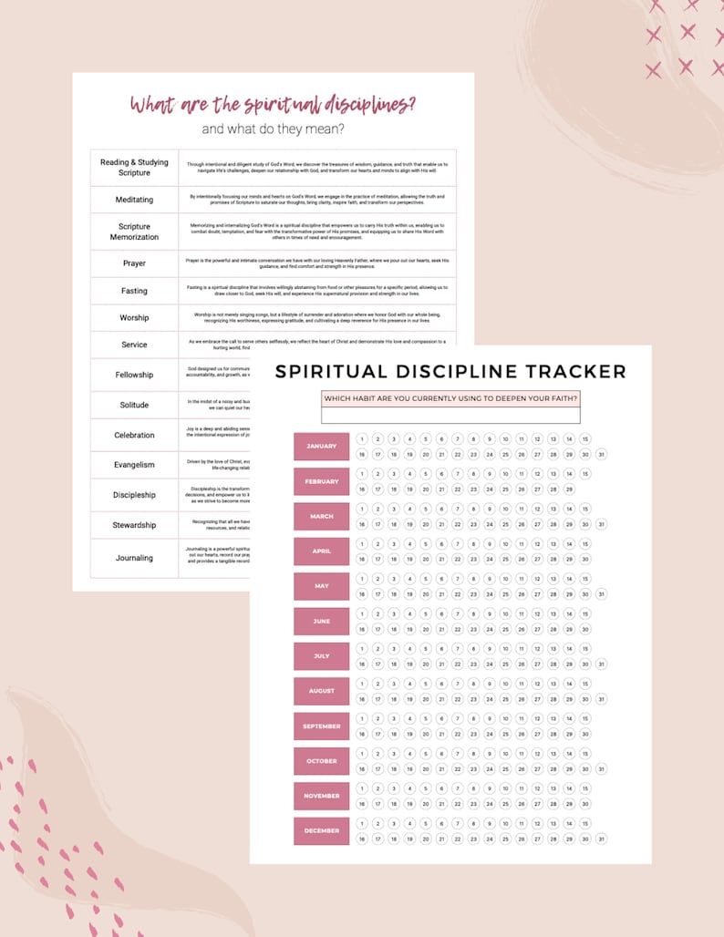 Spiritual Disciplines Tracker | Definitions and Yearly Habit Tracker ...