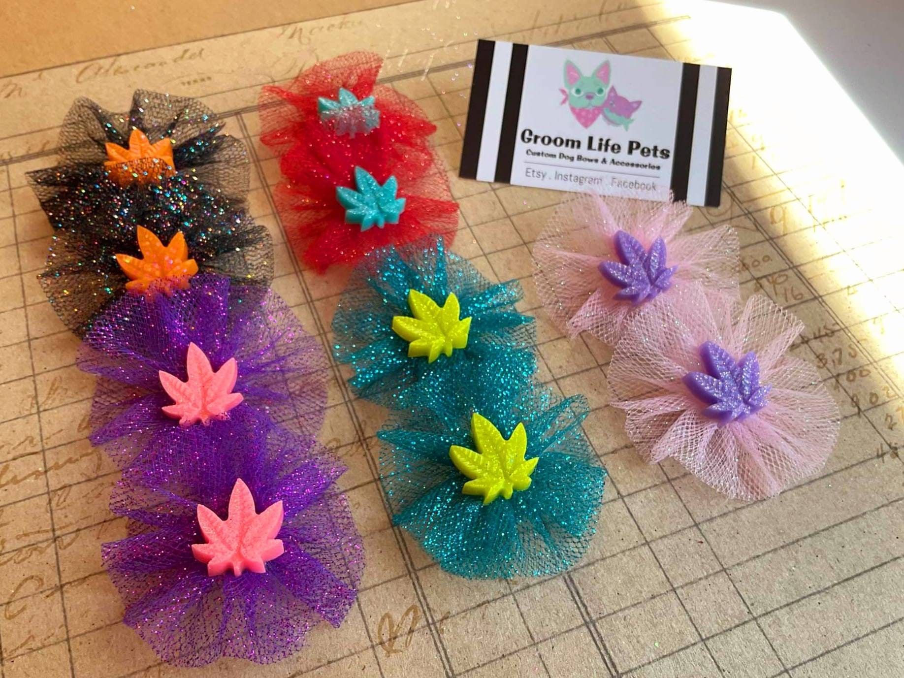 Cannabis Dog Grooming Bows Pot Leaf dog bows Marijuana | Etsy