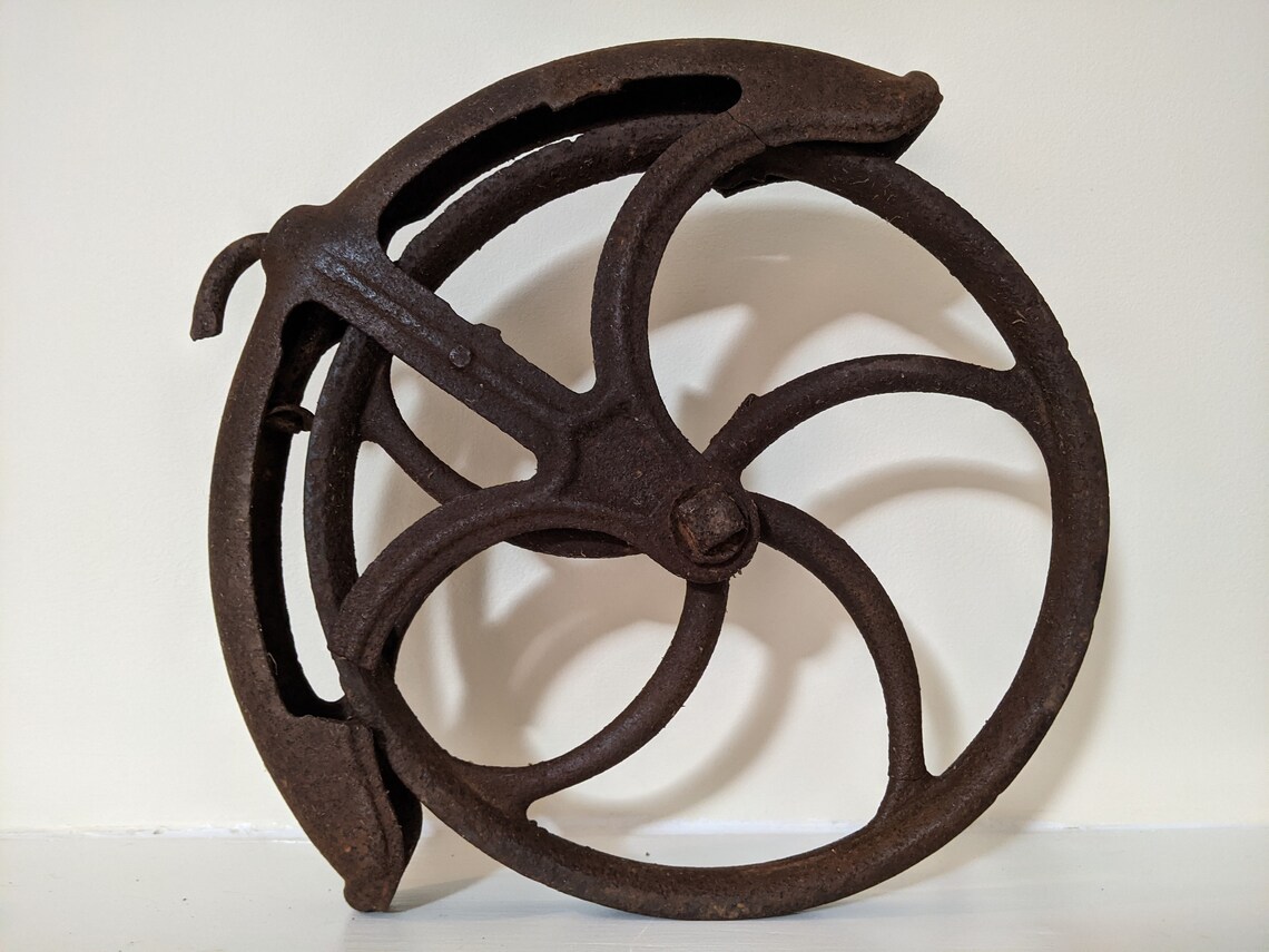 1800s Antique Well Pulley Wrought Iron Virginia Plantation Barn Wheel ...