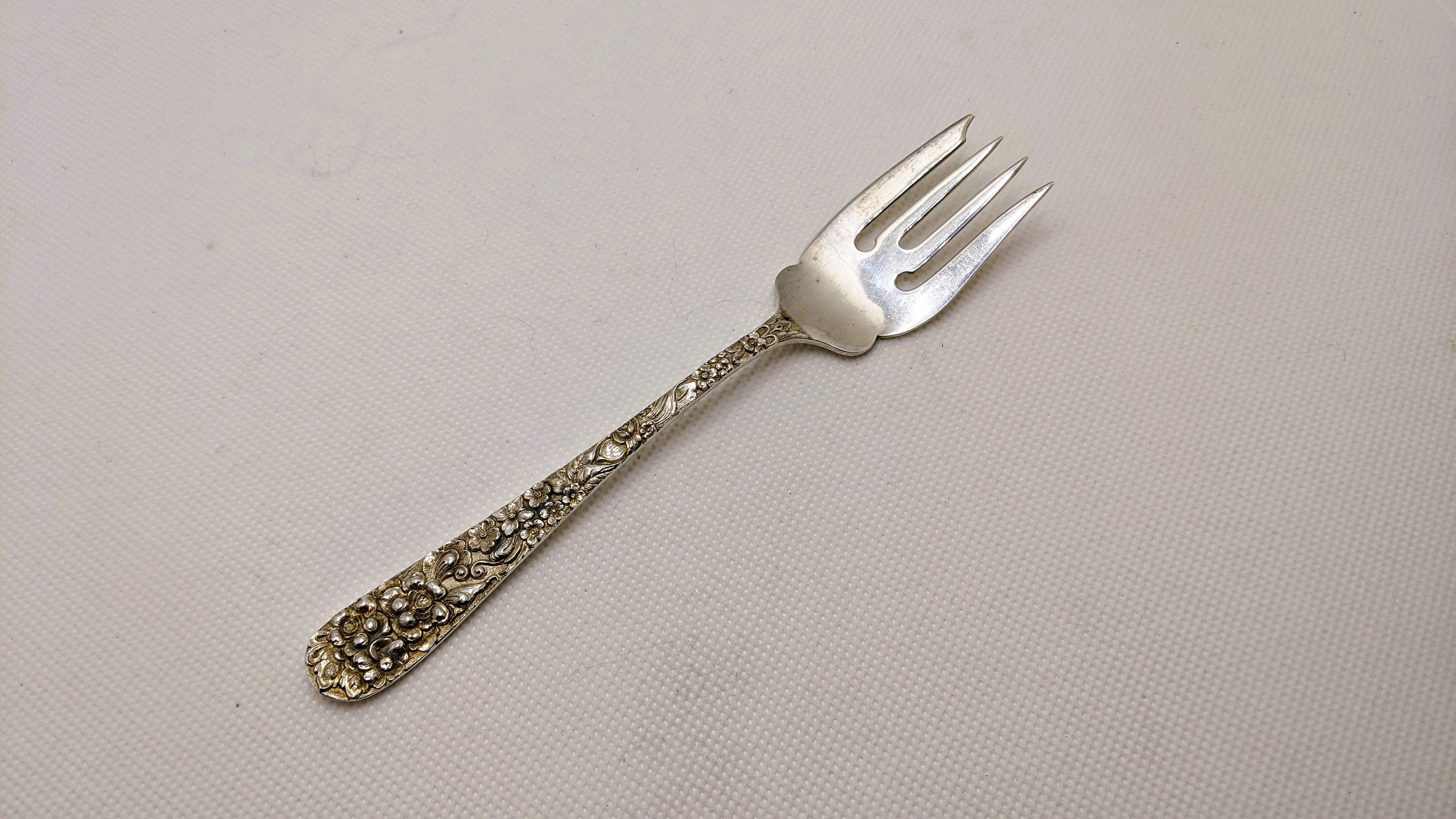 1920s-1930s Stieff Rose Sterling Silver Salad Fork Kirk Repousse ...