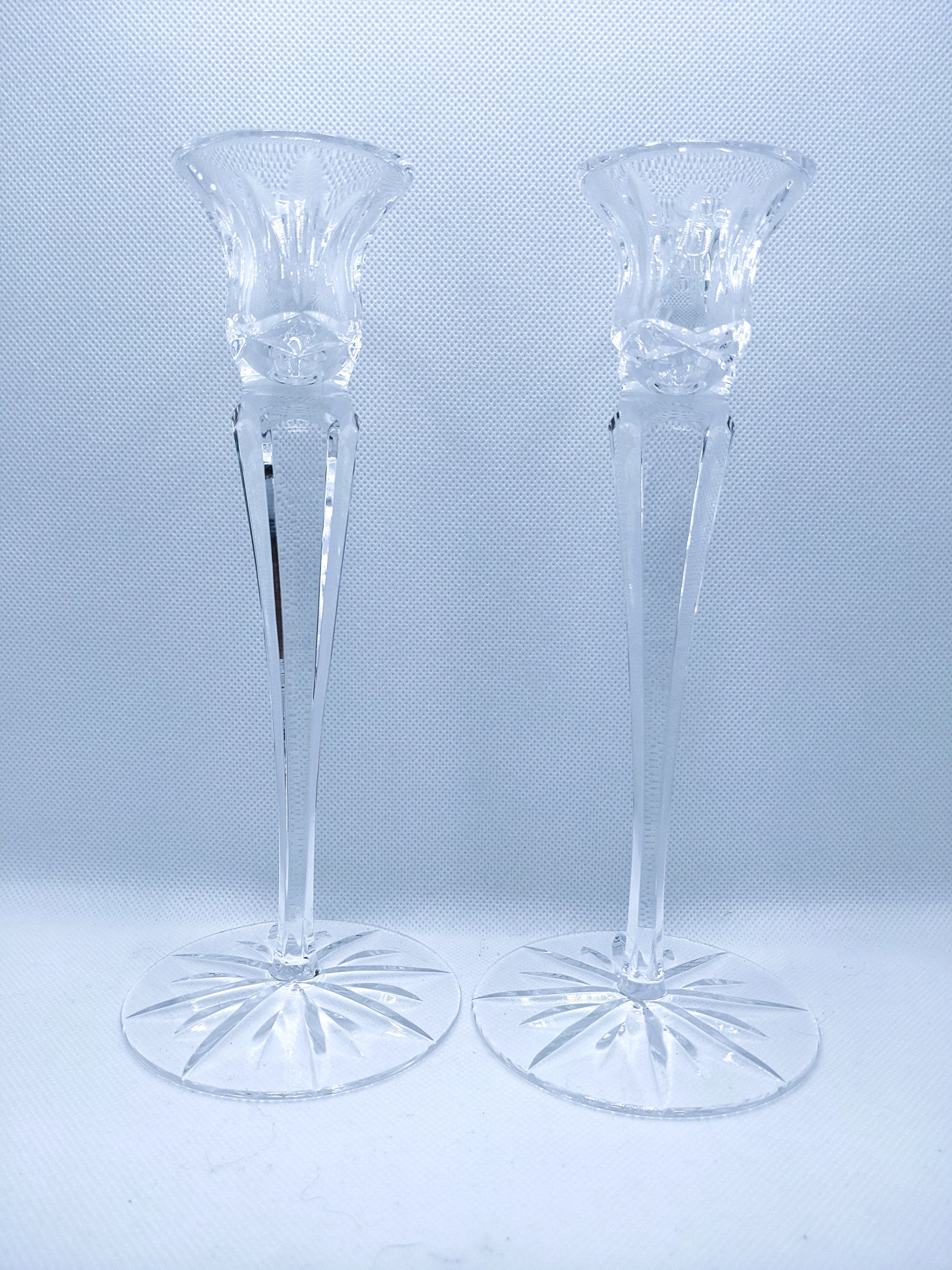 Pair of Miller Rogaska Lead Crystal Candlesticks Candle Holders Vintage ...