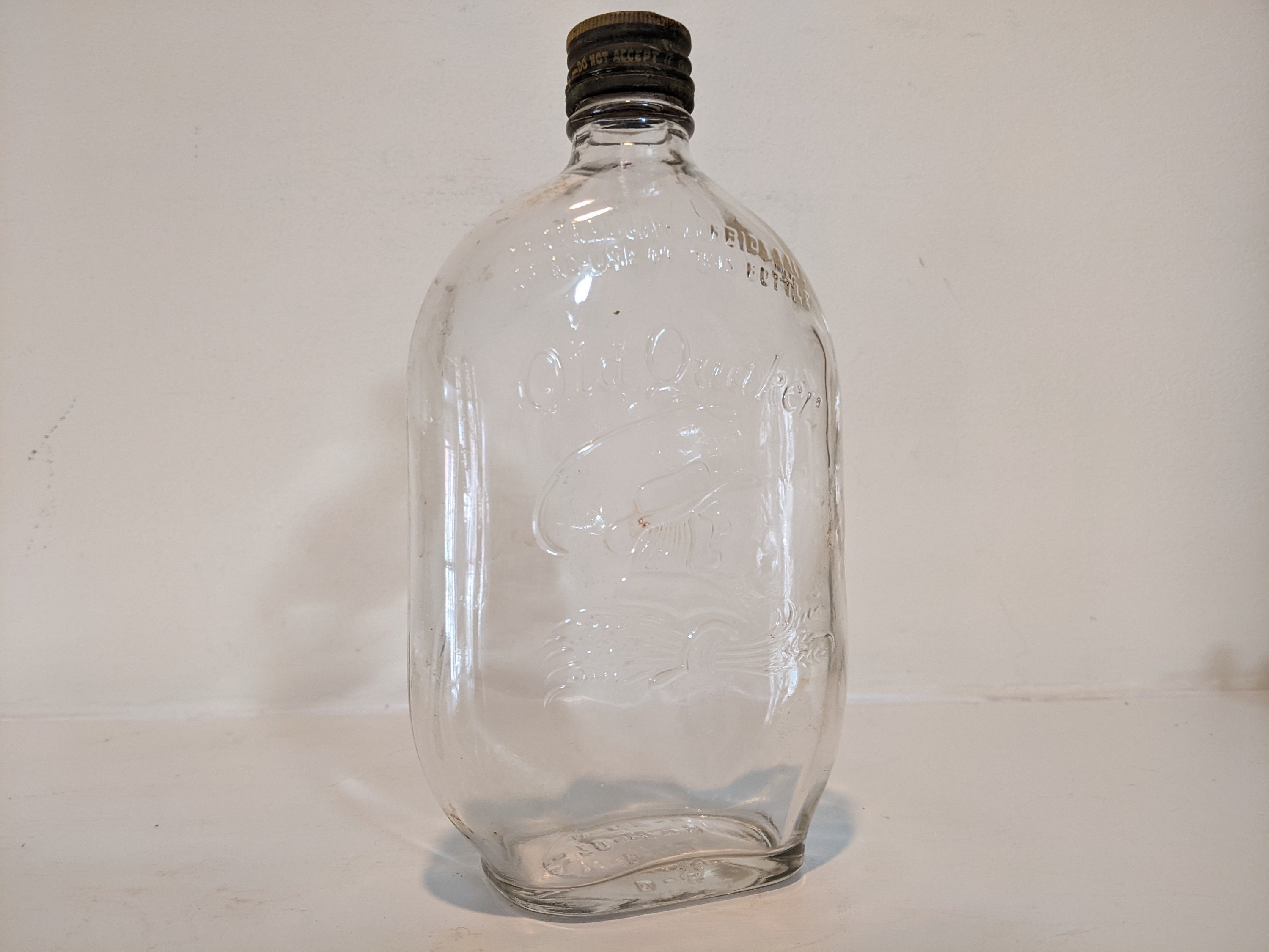 1939 Old Quaker Whiskey Bottle Vintage Flask Embossed Federal - Etsy