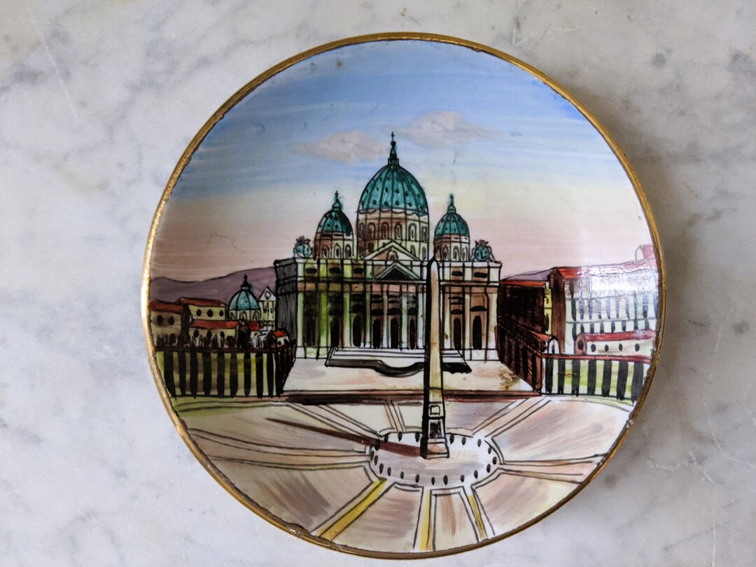 1950s Saint Peter's Basilica Rome Pin Jewelry Dish Societa Ceramica ...