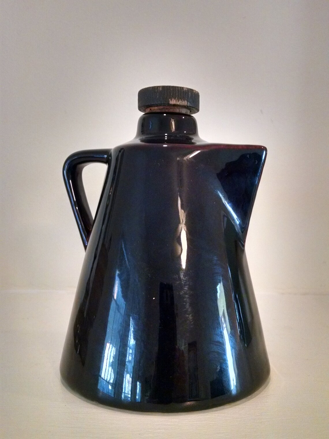 Mid Century Leroux Liquor Liqueur Brown Stoneware Pitcher Crock Creme ...