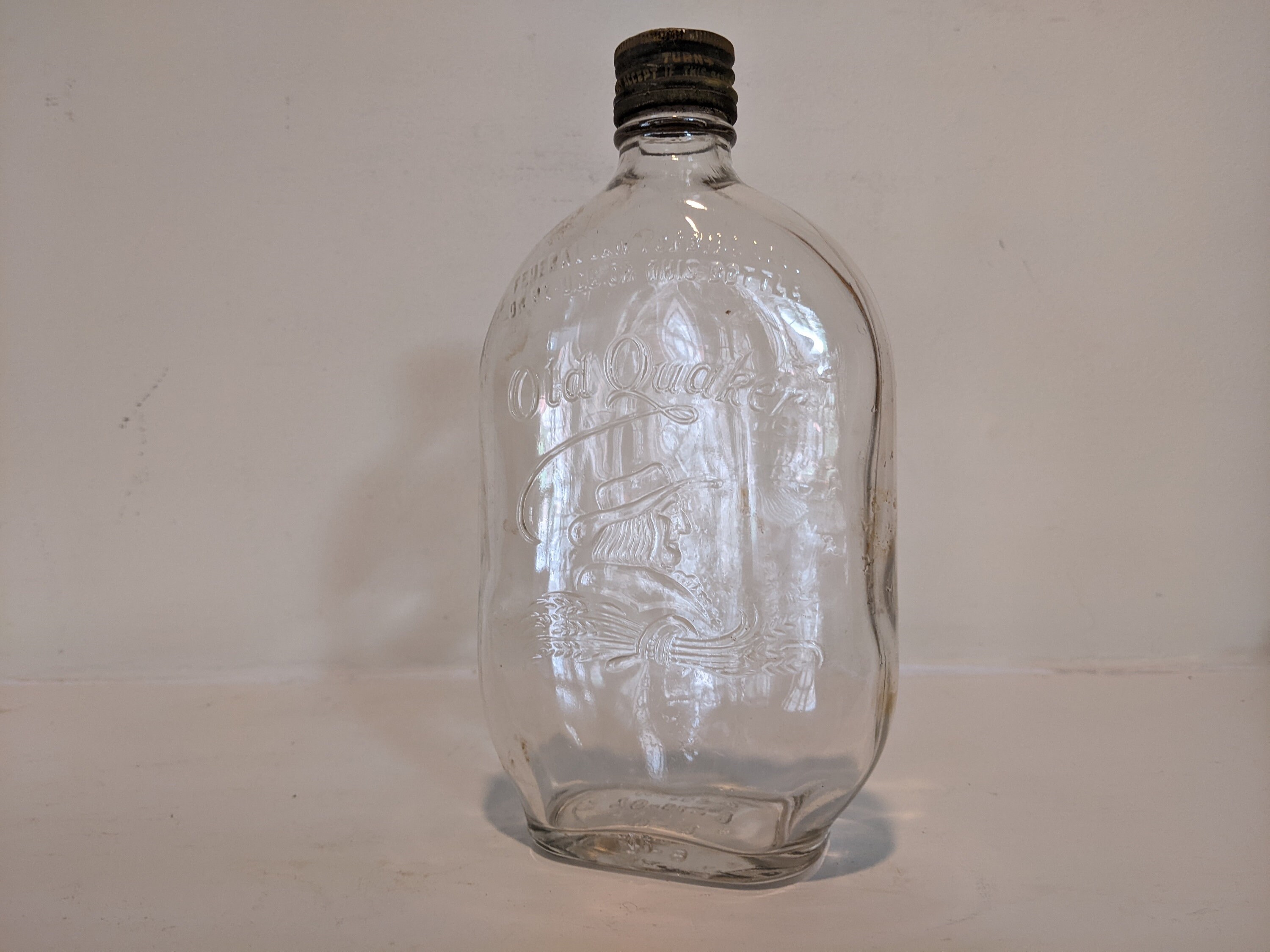 1939 Old Quaker Whiskey Bottle Vintage Flask Embossed Federal - Etsy
