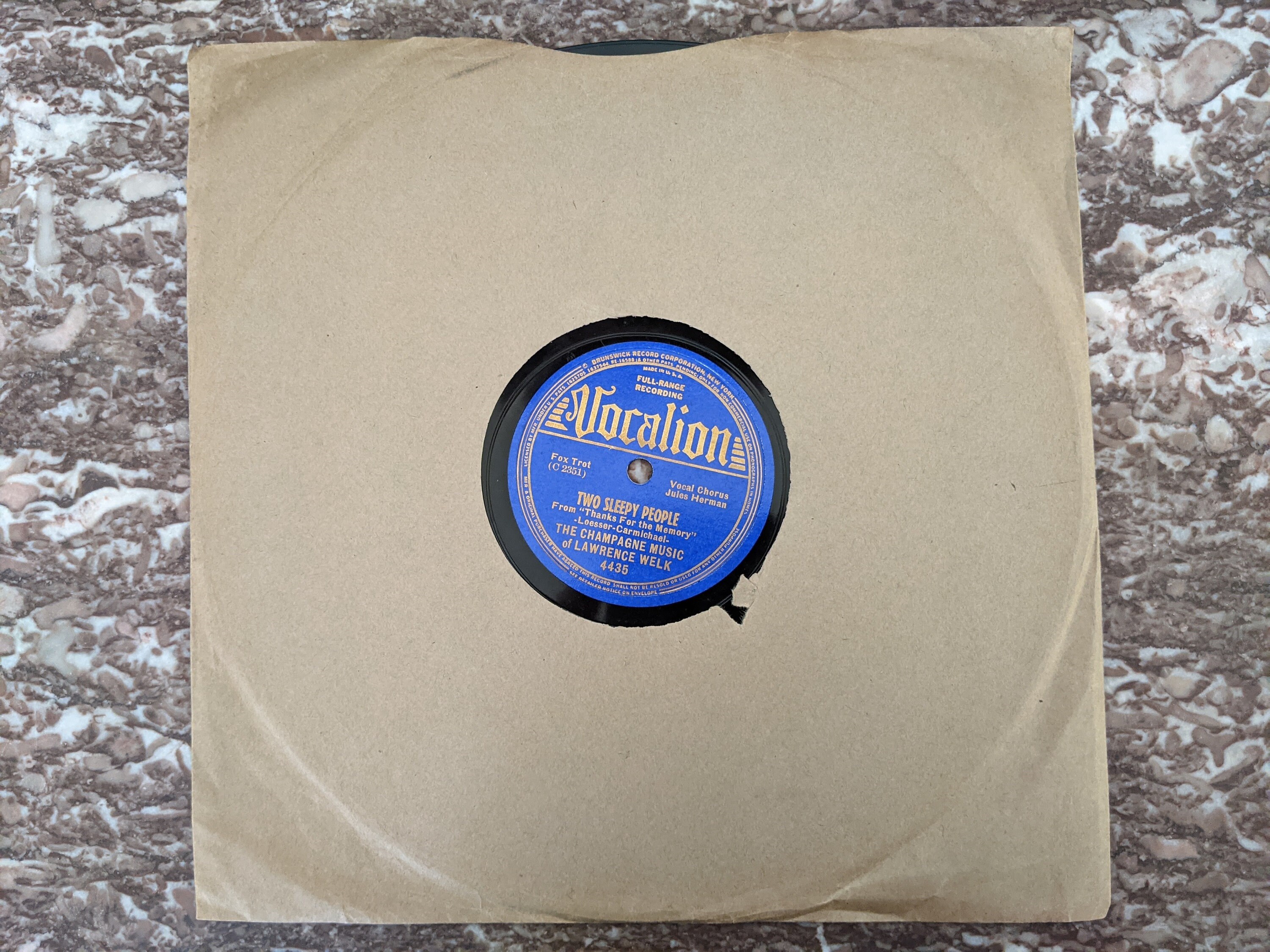 1938 Lawrence Welk Vocalion Record 4435 Two Sleepy People From Thanks ...