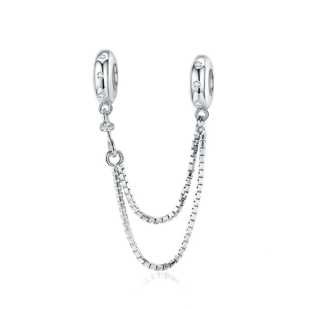 Classic Simple Safety Chain Charm Sterling Silver 925 With - Etsy