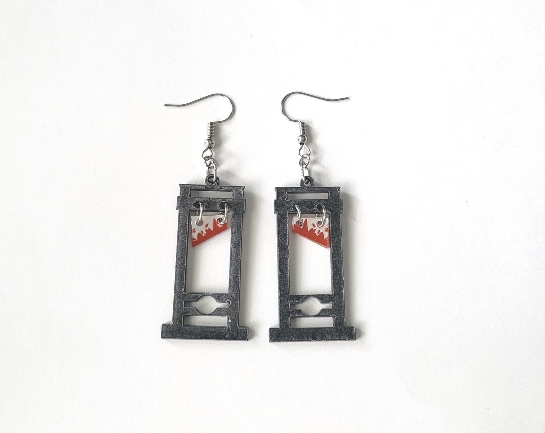 Guillotine Dangle Earrings – Spooky Gothic Blood Splatter Jewelry - Etsy
